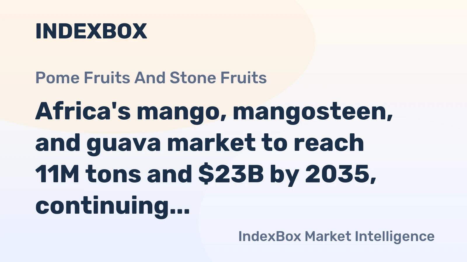 Africa's mango, mangosteen, and guava market to reach 11M tons and $23B by 2035, continuing upward trend in volume and value.