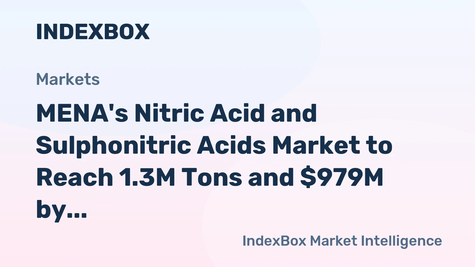 MENA's Nitric Acid and Sulphonitric Acids Market to Reach 1.3M Tons and $979M by 2035