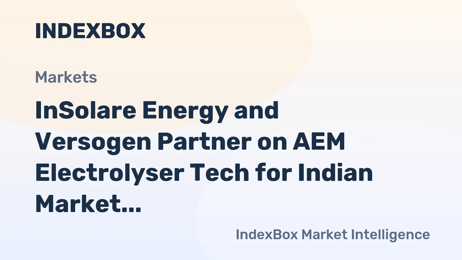 InSolare Energy and Versogen Partner on AEM Electrolyser Tech for Indian Market