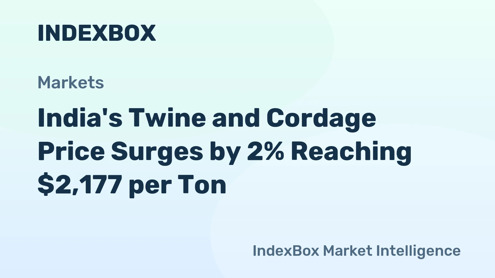 India's Twine and Cordage Price Surges by 2% Reaching $2,177 per Ton