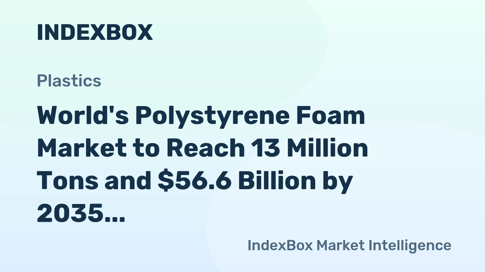 World's Polystyrene Foam Market to Reach 13 Million Tons and $56.6 Billion by 2035