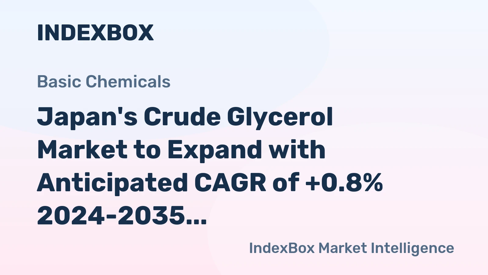 Japan's Crude Glycerol Market to Expand with Anticipated CAGR of +0.8% 2024-2035