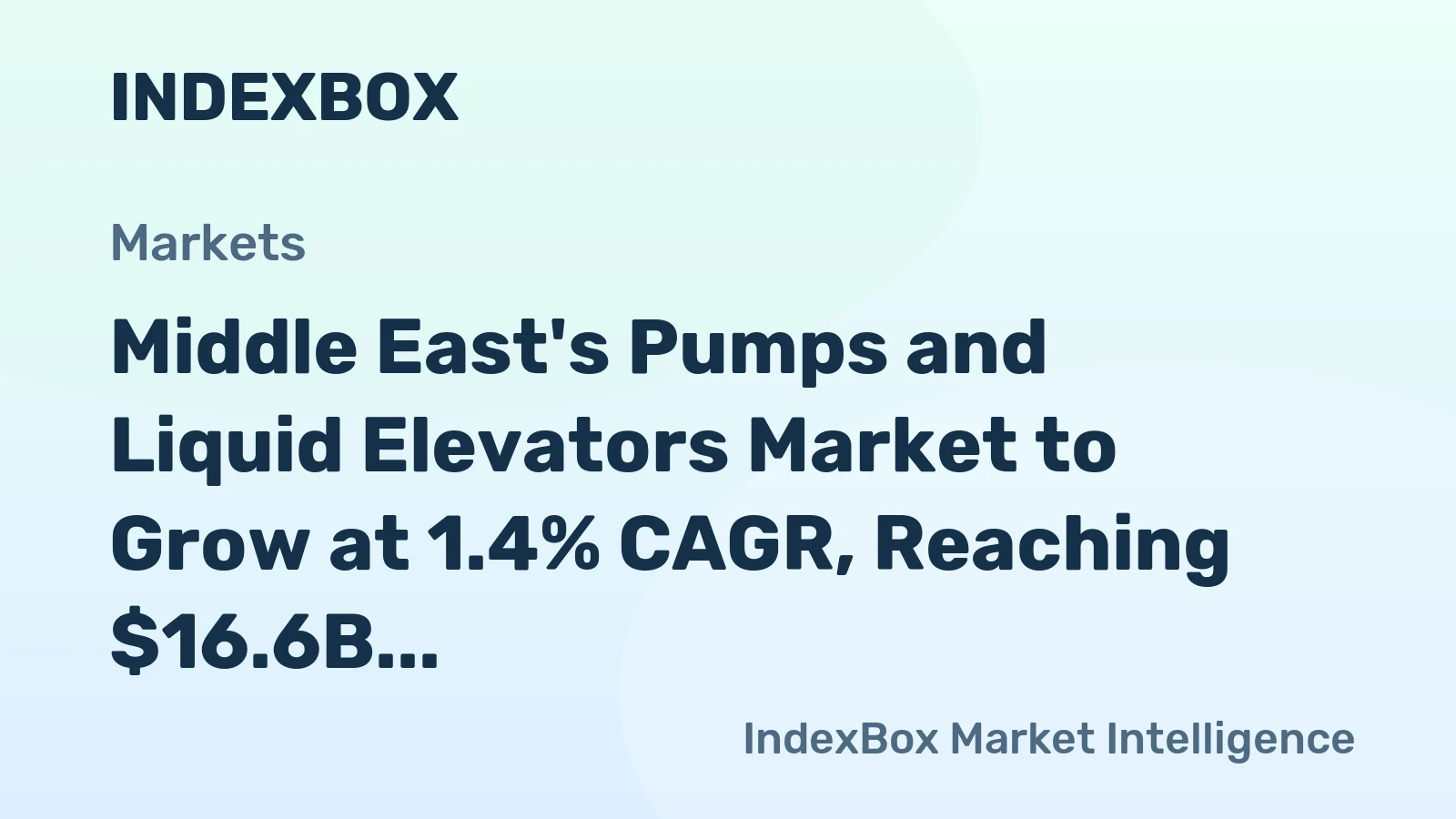 Middle East's Pumps and Liquid Elevators Market to Grow at 1.4% CAGR, Reaching $16.6B by 2035