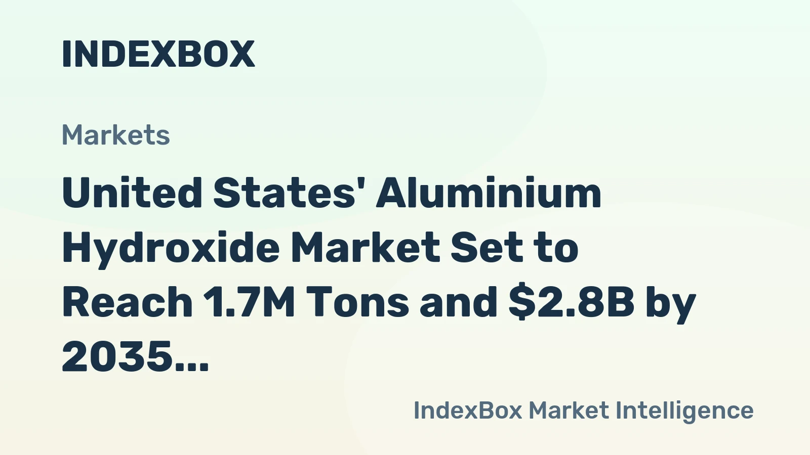 United States' Aluminium Hydroxide Market Set to Reach 1.7M Tons and $2.8B by 2035