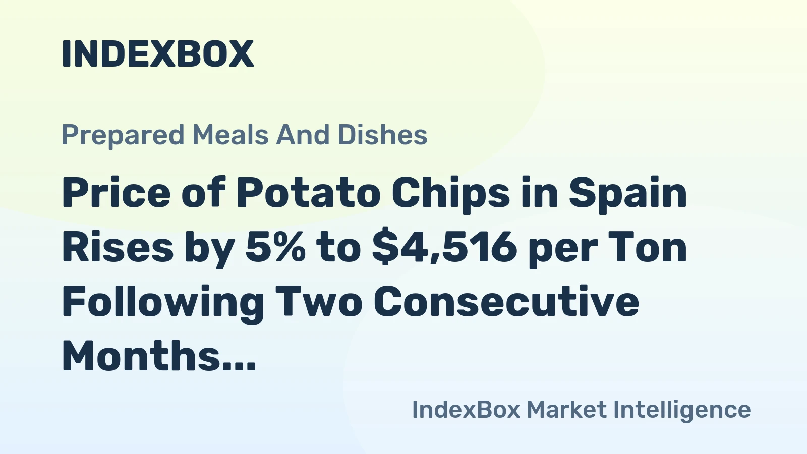 Price of Potato Chips in Spain Rises by 5% to $4,516 per Ton Following Two Consecutive Months of Increase