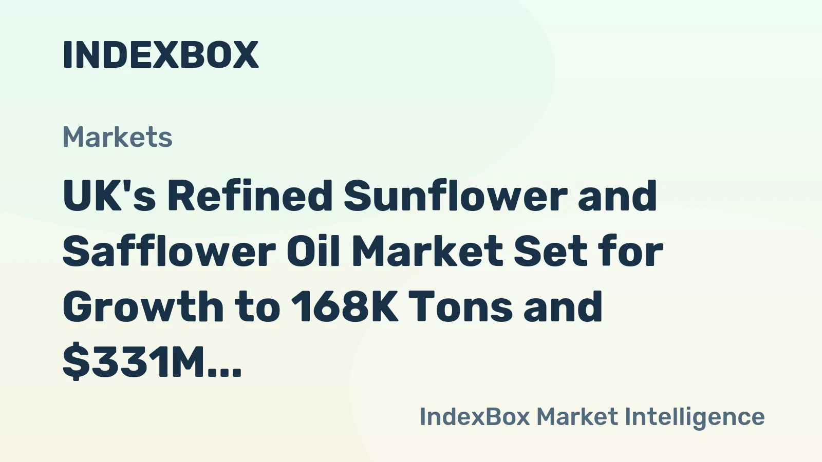 UK's Refined Sunflower and Safflower Oil Market Set for Growth to 168K Tons and $331M by 2035