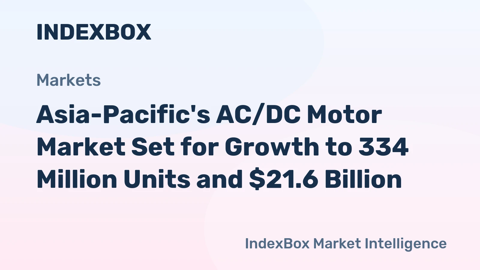 Asia-Pacific's AC/DC Motor Market Set for Growth to 334 Million Units and $21.6 Billion