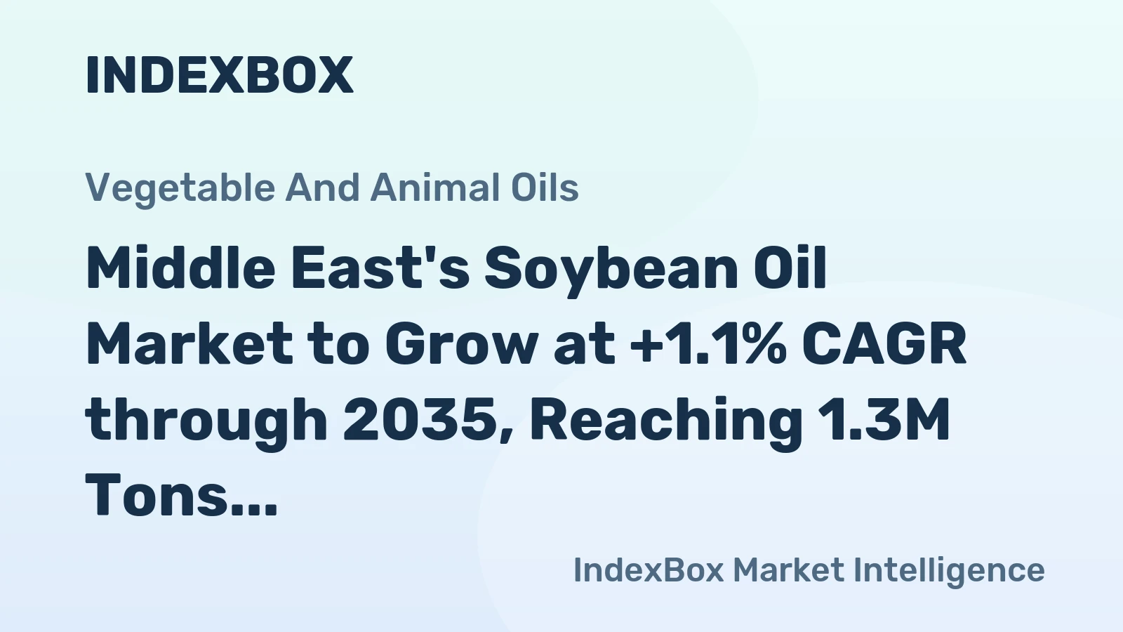 Middle East's Soybean Oil Market to Grow at +1.1% CAGR through 2035, Reaching 1.3M Tons