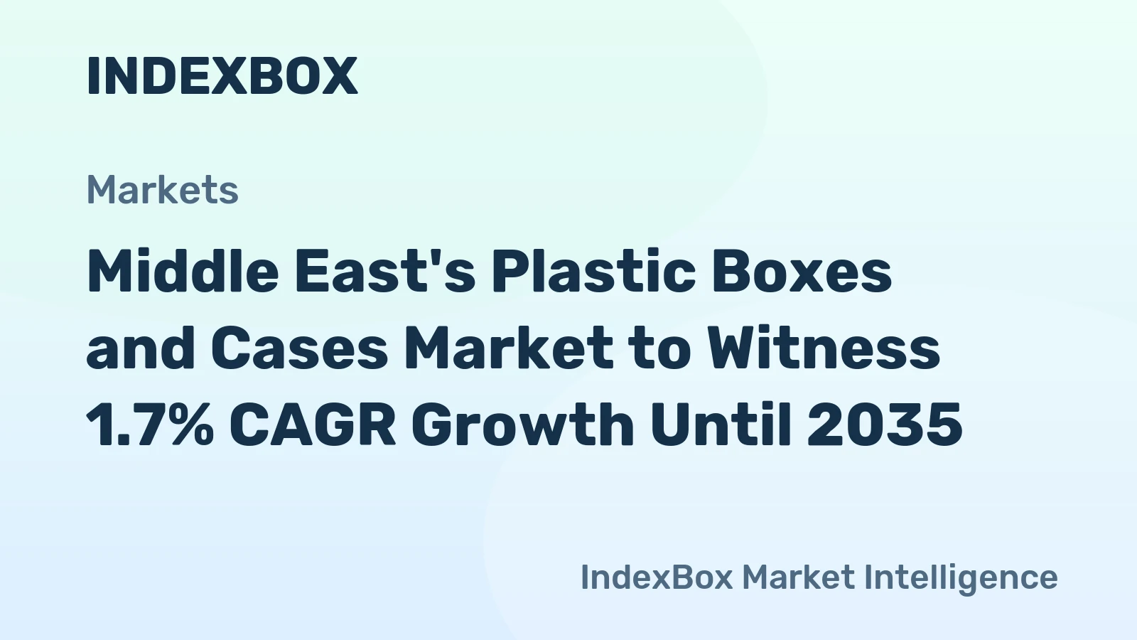 Middle East's Plastic Boxes and Cases Market to Witness 1.7% CAGR Growth Until 2035