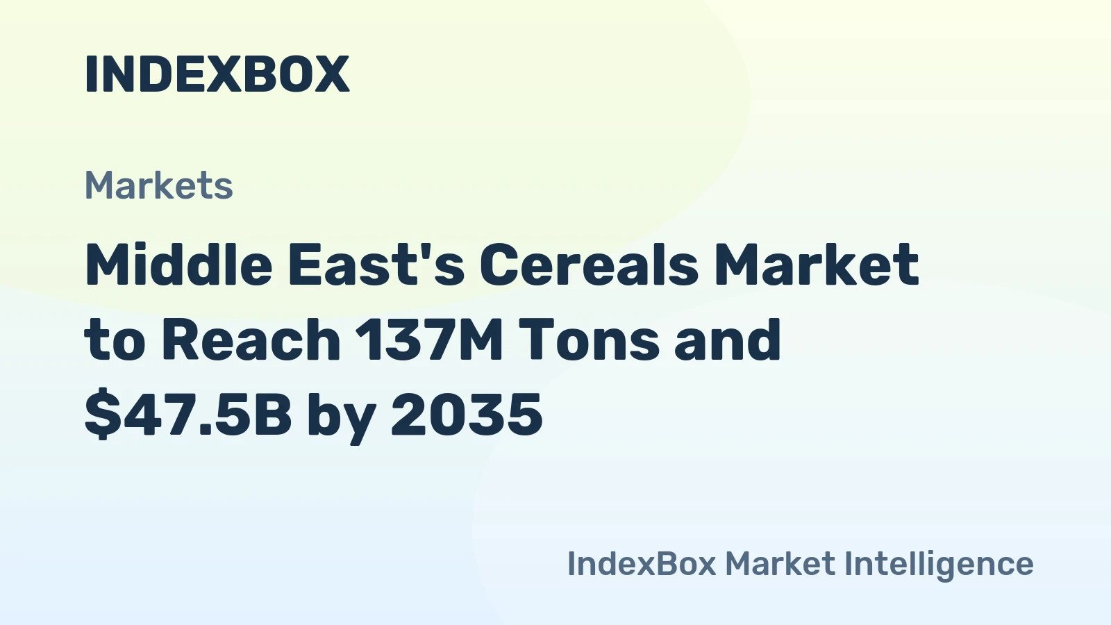 Middle East's Cereals Market to Reach 137M Tons and $47.5B by 2035