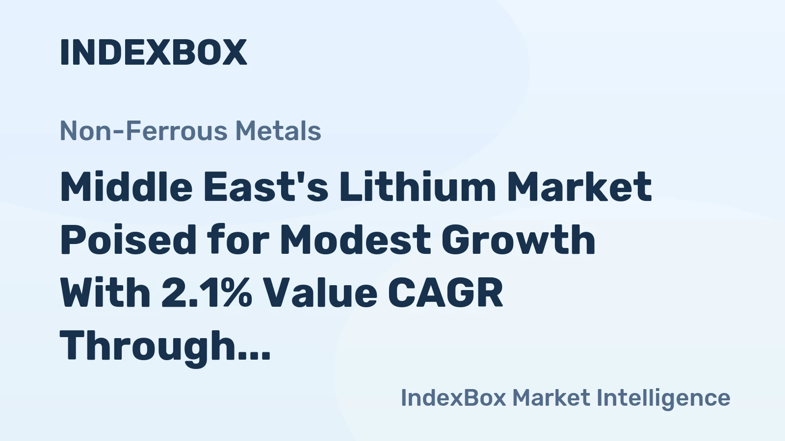 Middle East's Lithium Market Poised for Modest Growth With 2.1% Value CAGR Through 2035