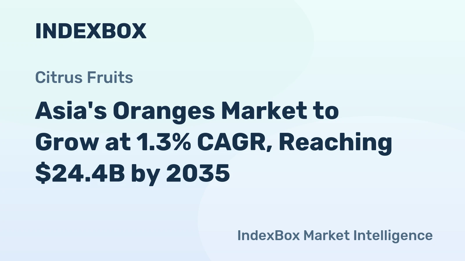 Asia's Oranges Market to Grow at 1.3% CAGR, Reaching $24.4B by 2035