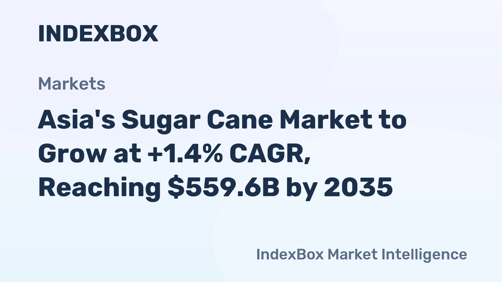 Asia's Sugar Cane Market to Grow at +1.4% CAGR, Reaching $559.6B by 2035