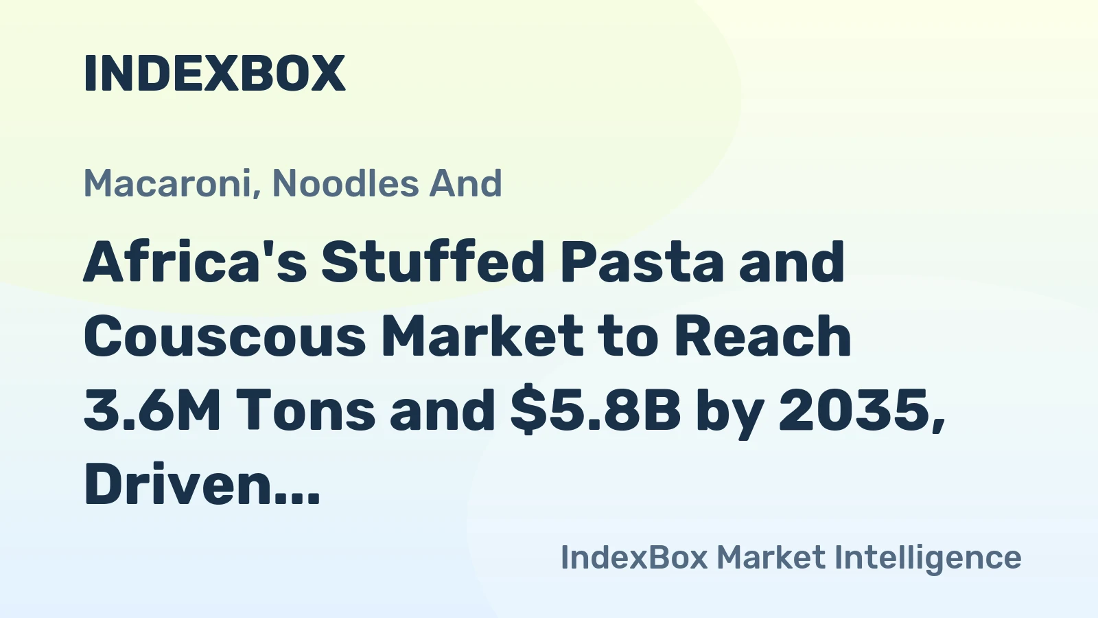 Africa's Stuffed Pasta and Couscous Market to Reach 3.6M Tons and $5.8B by 2035, Driven by Increasing Demand