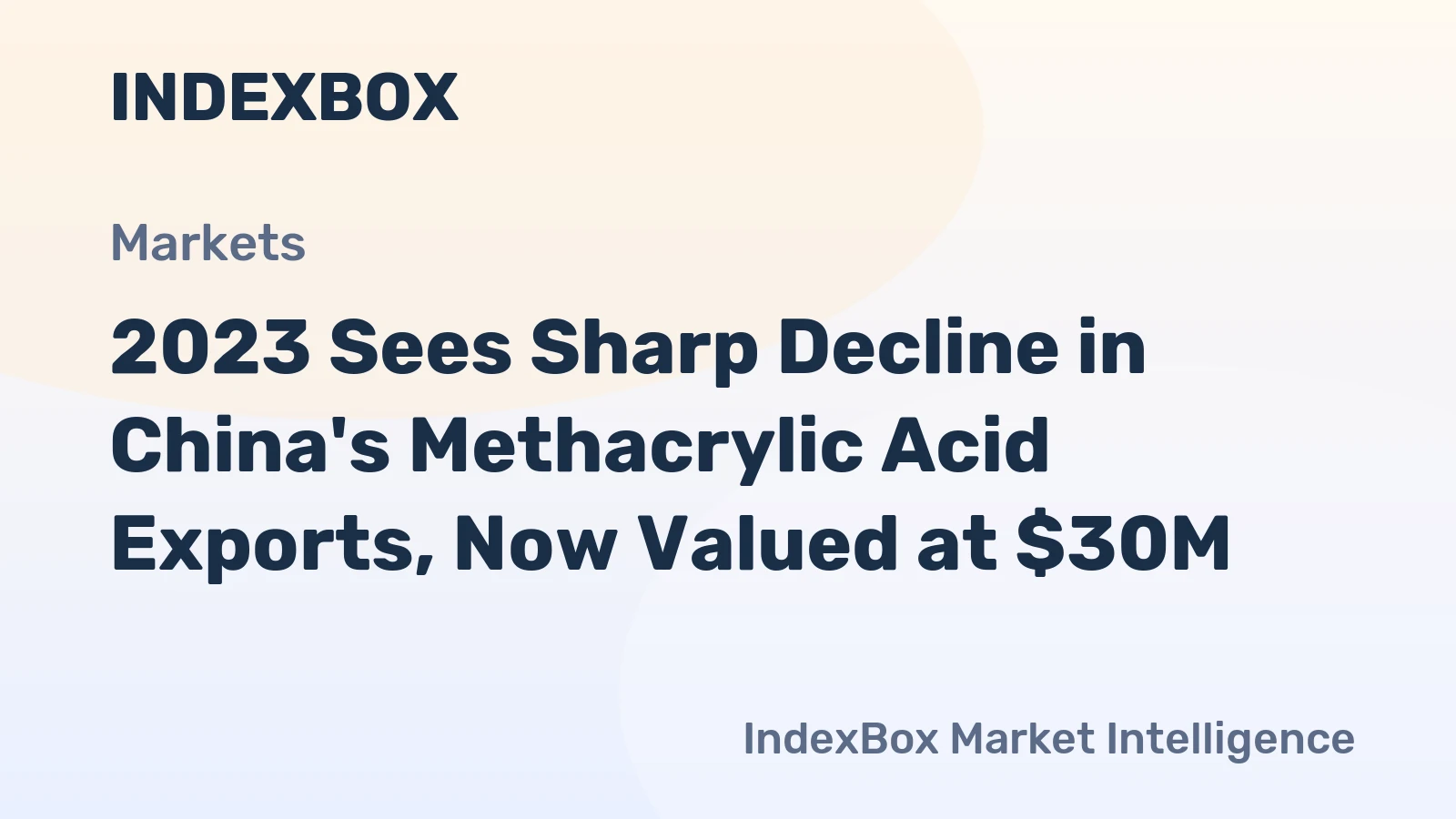 2023 Sees Sharp Decline in China's Methacrylic Acid Exports, Now Valued at $30M
