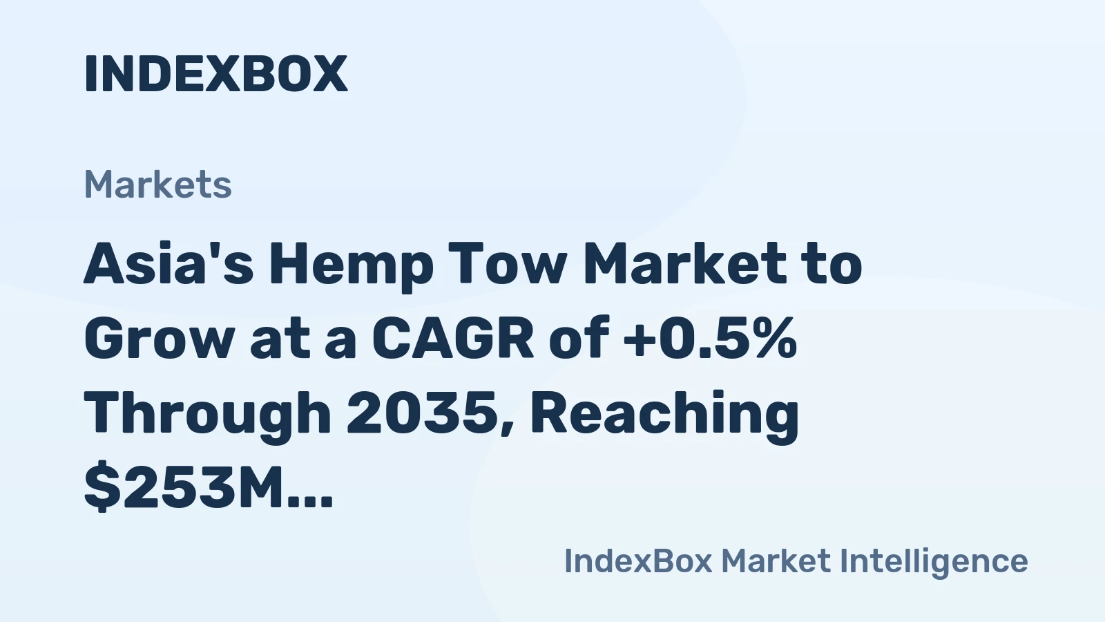 Asia's Hemp Tow Market to Grow at a CAGR of +0.5% Through 2035, Reaching $253M by the End of the Decade