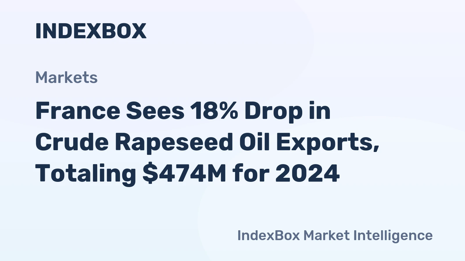 France Sees 18% Drop in Crude Rapeseed Oil Exports, Totaling $474M for 2024