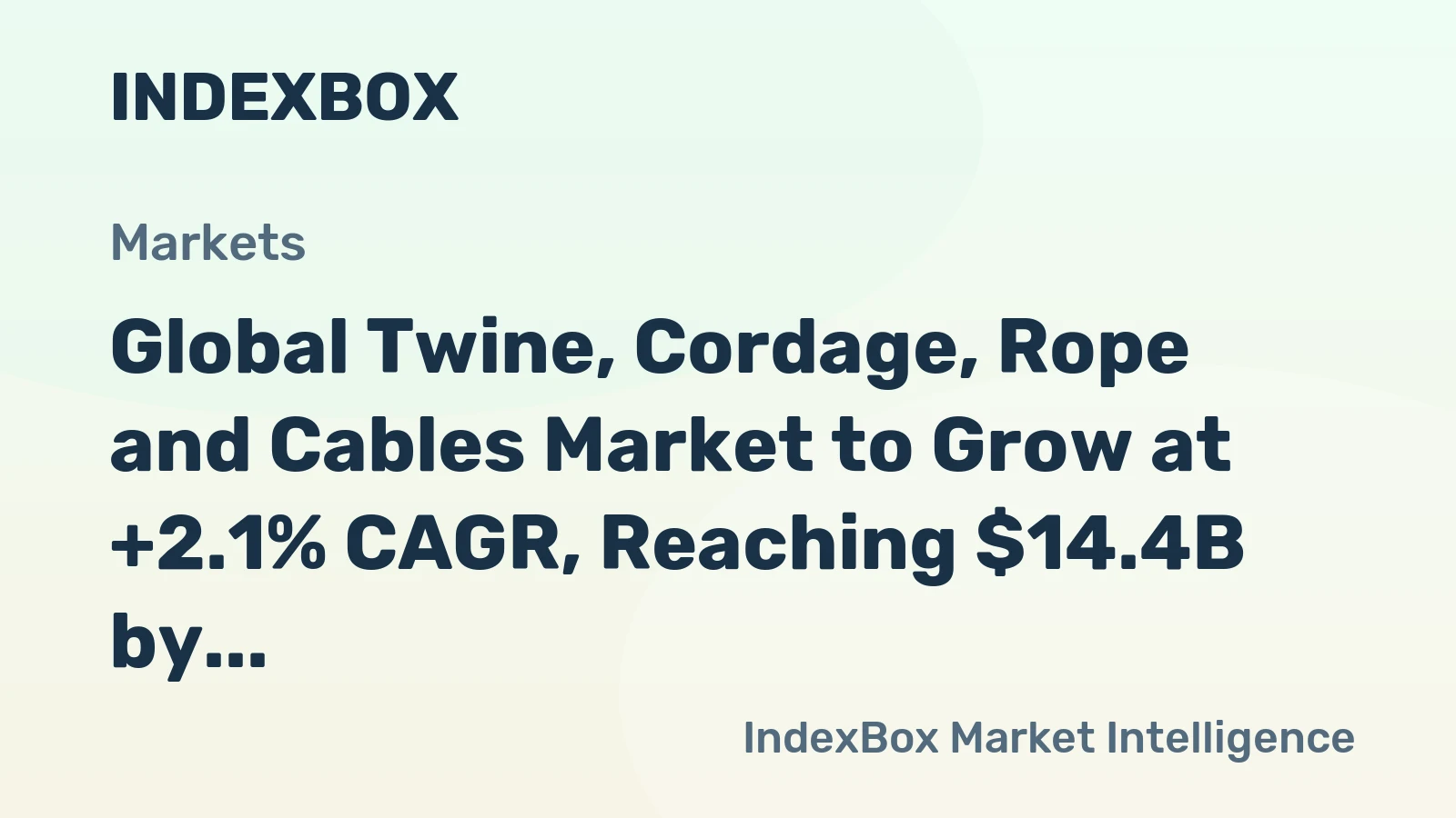 Global Twine, Cordage, Rope and Cables Market to Grow at +2.1% CAGR, Reaching $14.4B by 2035