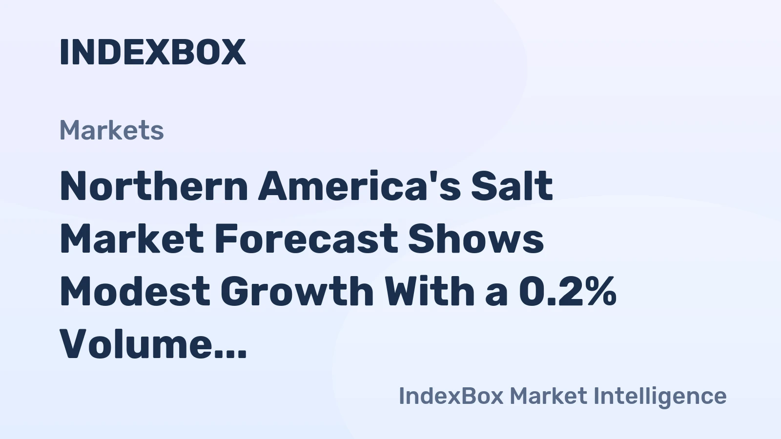 Northern America's Salt Market Forecast Shows Modest Growth With a 0.2% Volume CAGR