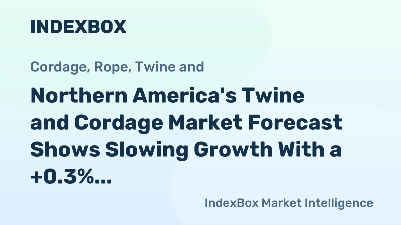 Northern America's Twine and Cordage Market Forecast Shows Slowing Growth With a +0.3% CAGR