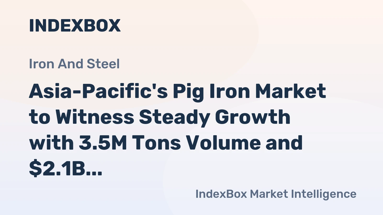 Asia-Pacific's Pig Iron Market to Witness Steady Growth with 3.5M Tons Volume and $2.1B Value by 2035
