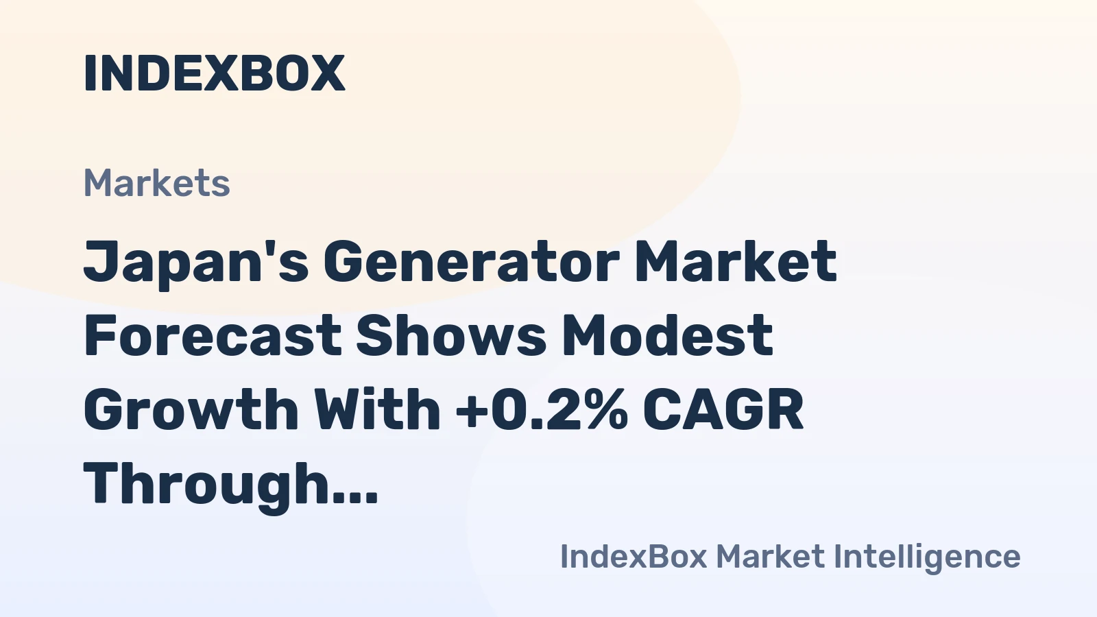 Japan's Generator Market Forecast Shows Modest Growth With +0.2% CAGR Through 2035