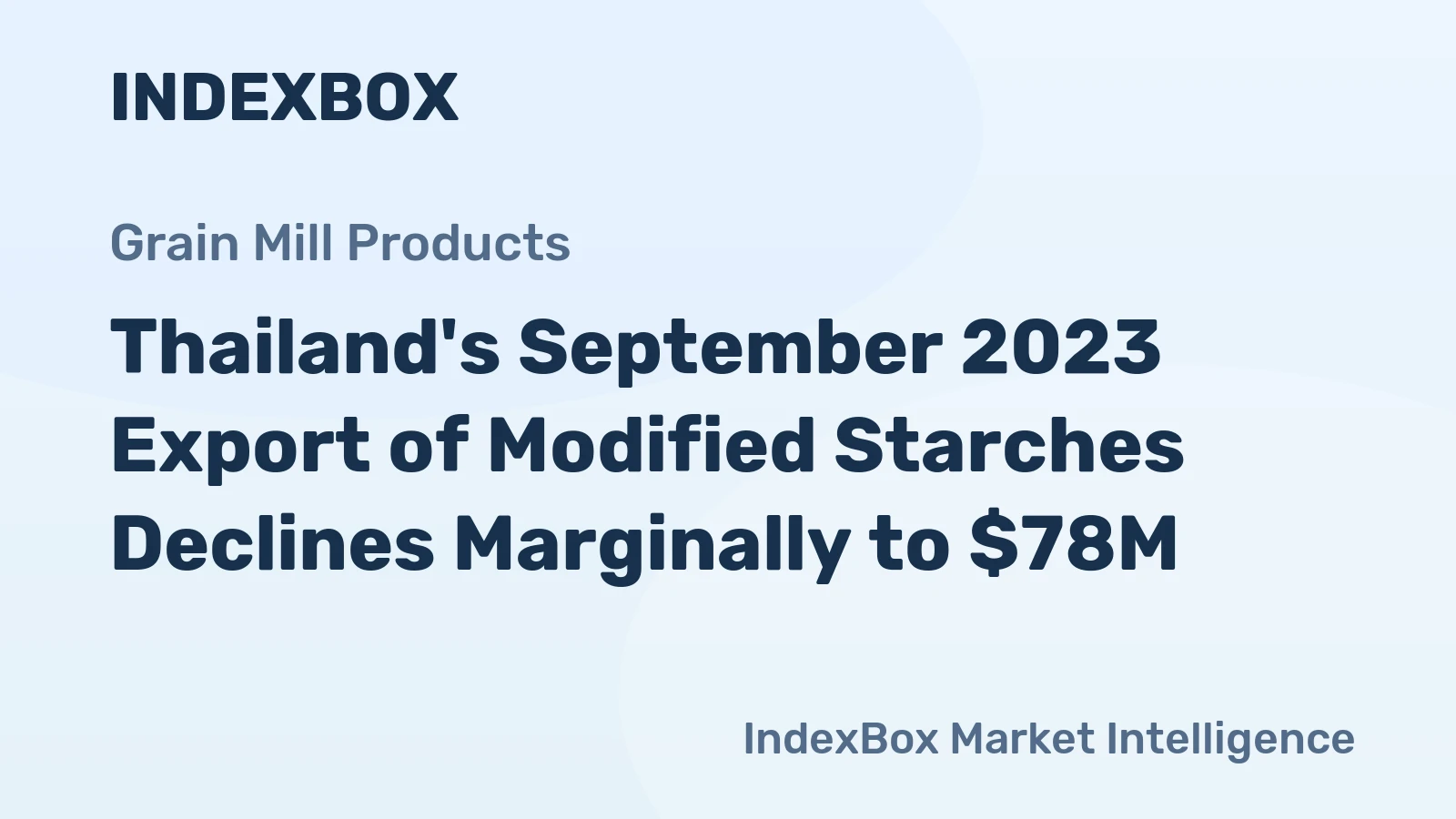 Thailand's September 2023 Export of Modified Starches Declines Marginally to $78M