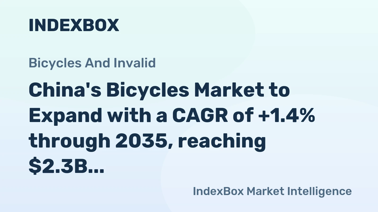 China's Bicycles Market to Expand with a CAGR of +1.4% through 2035, reaching $2.3B in Value