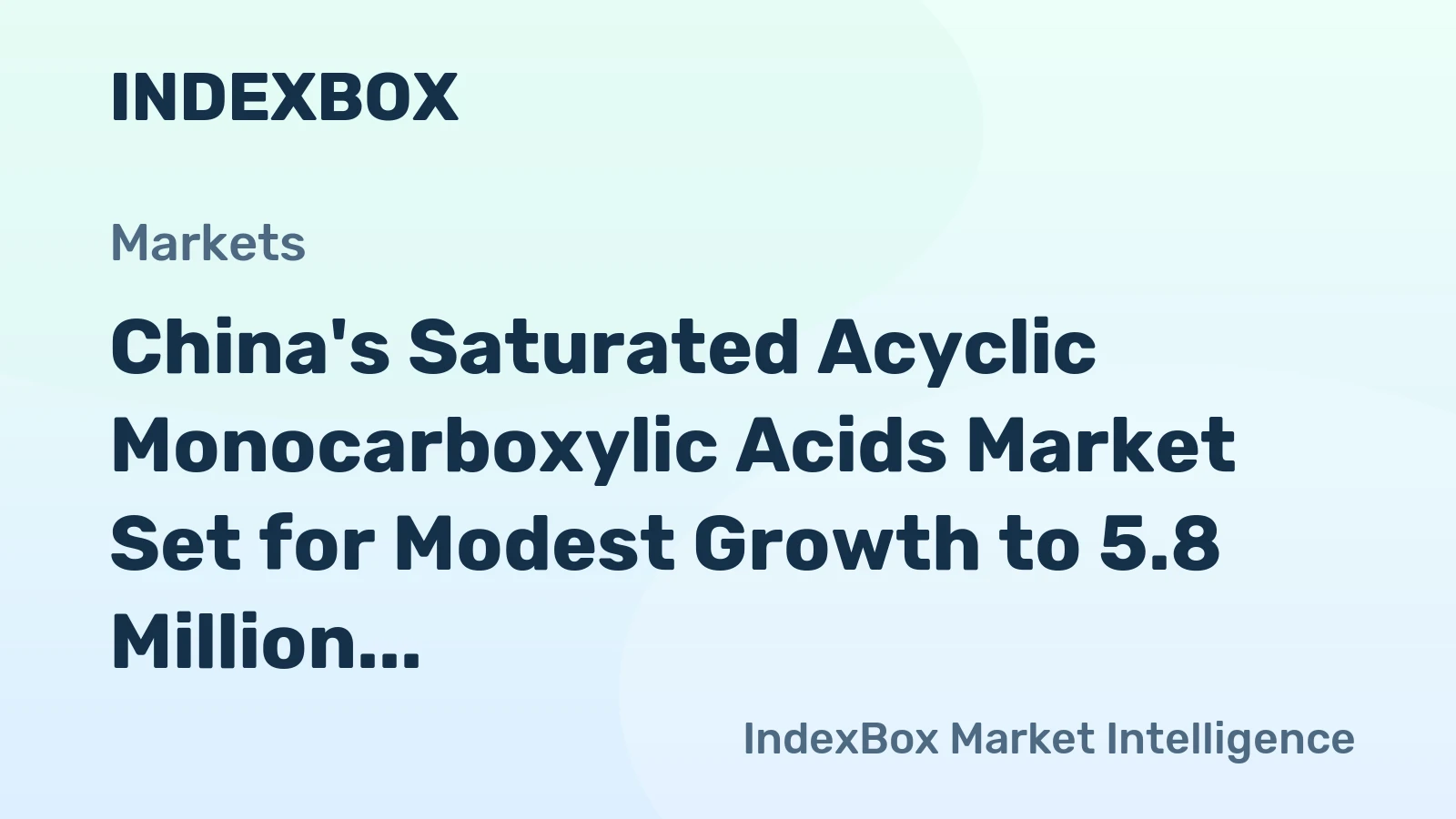 China's Saturated Acyclic Monocarboxylic Acids Market Set for Modest Growth to 5.8 Million Tons in Volume and $7.8 Billion in Value