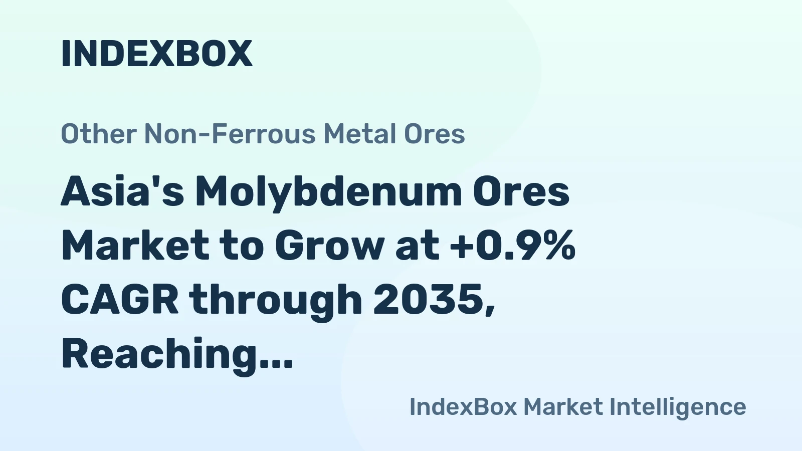 Asia's Molybdenum Ores Market to Grow at +0.9% CAGR through 2035, Reaching $3.9B in Value