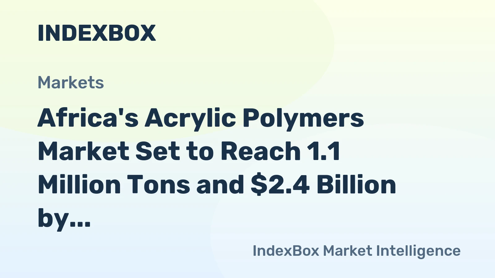 Africa's Acrylic Polymers Market Set to Reach 1.1 Million Tons and $2.4 Billion by 2035
