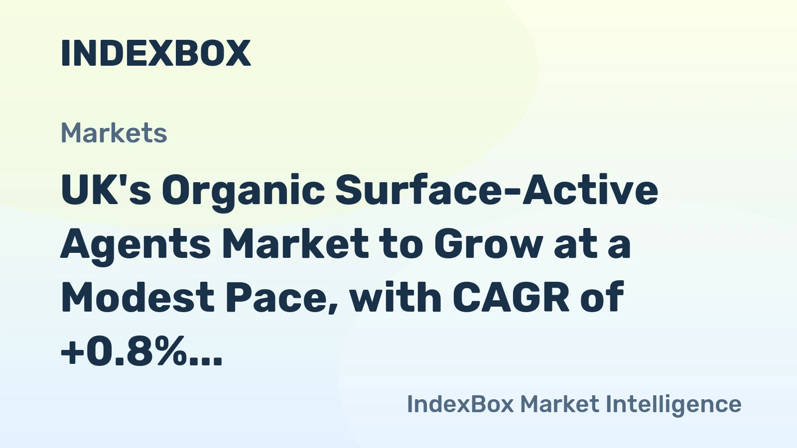UK's Organic Surface-Active Agents Market to Grow at a Modest Pace, with CAGR of +0.8%