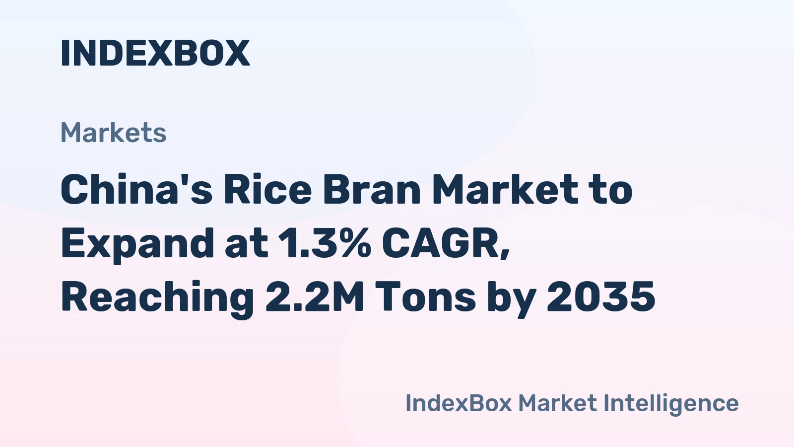 China's Rice Bran Market to Expand at 1.3% CAGR, Reaching 2.2M Tons by 2035