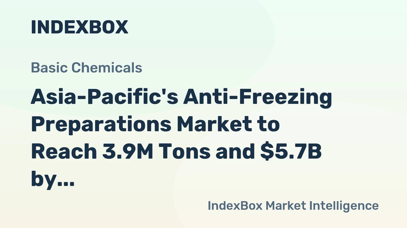Asia-Pacific's Anti-Freezing Preparations Market to Reach 3.9M Tons and $5.7B by 2035