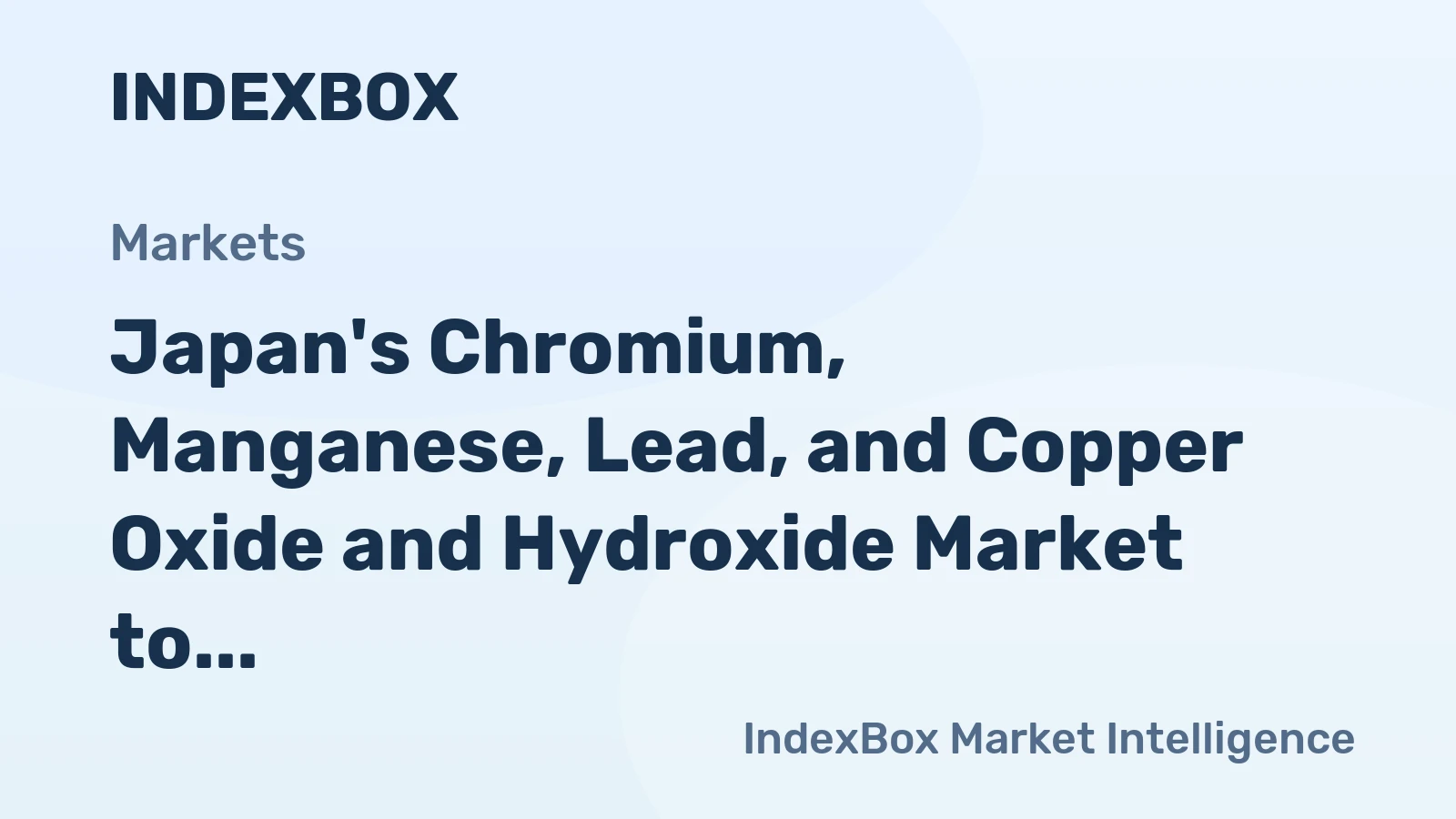 Japan's Chromium, Manganese, Lead, and Copper Oxide and Hydroxide Market to Exhibit Modest Growth with +1.0% CAGR from 2024 to 2035
