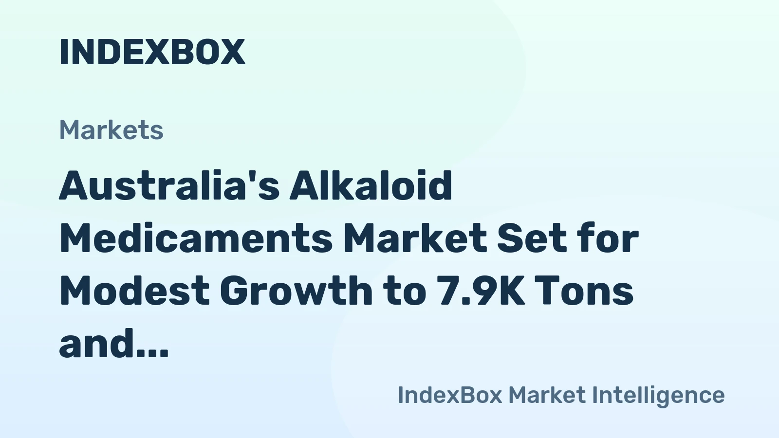 Australia's Alkaloid Medicaments Market Set for Modest Growth to 7.9K Tons and $863M