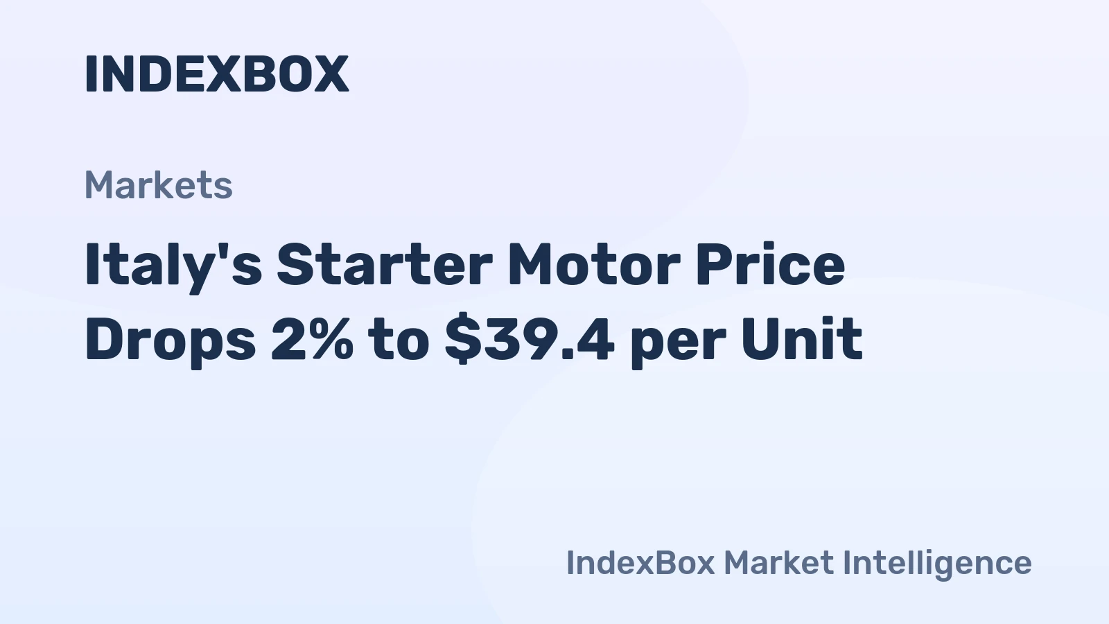 Italy's Starter Motor Price Drops 2% to $39.4 per Unit