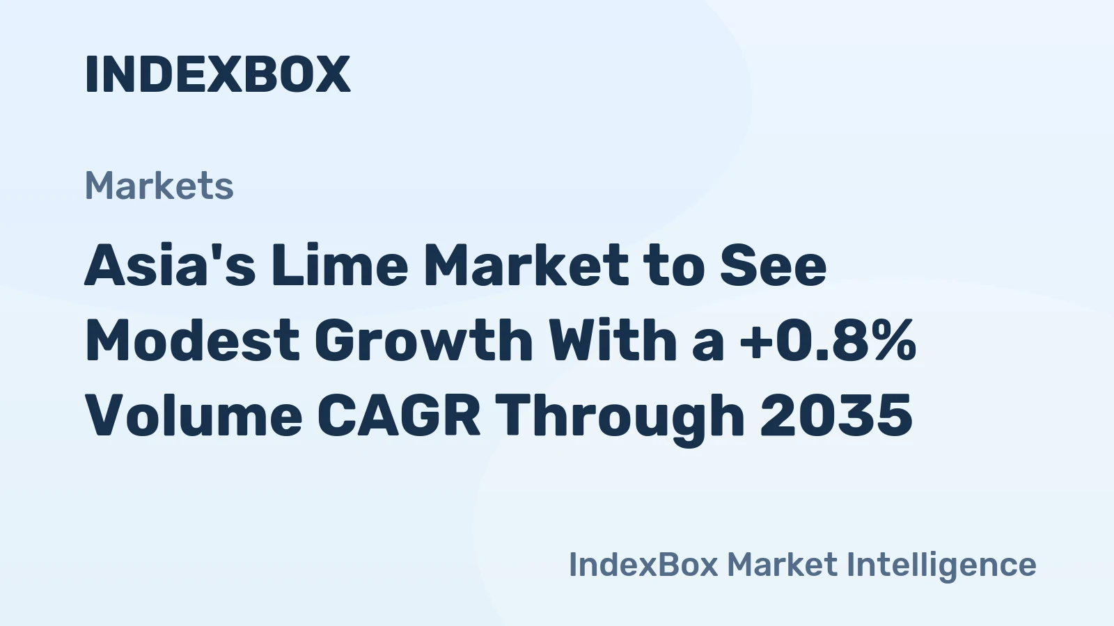 Asia's Lime Market to See Modest Growth With a +0.8% Volume CAGR Through 2035