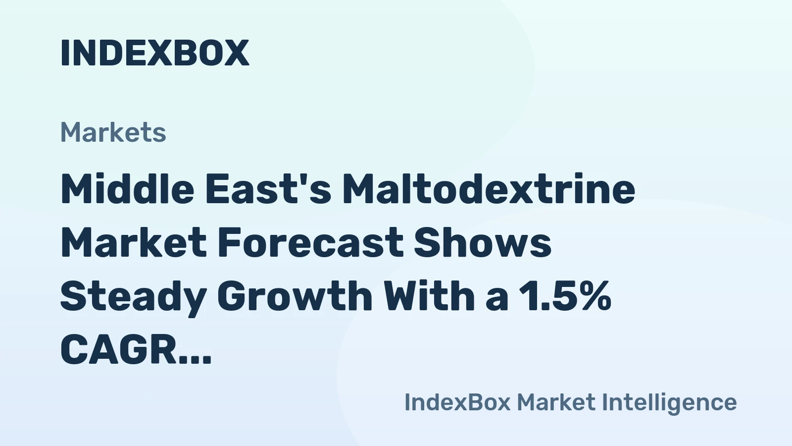 Middle East's Maltodextrine Market Forecast Shows Steady Growth With a 1.5% CAGR Through 2035