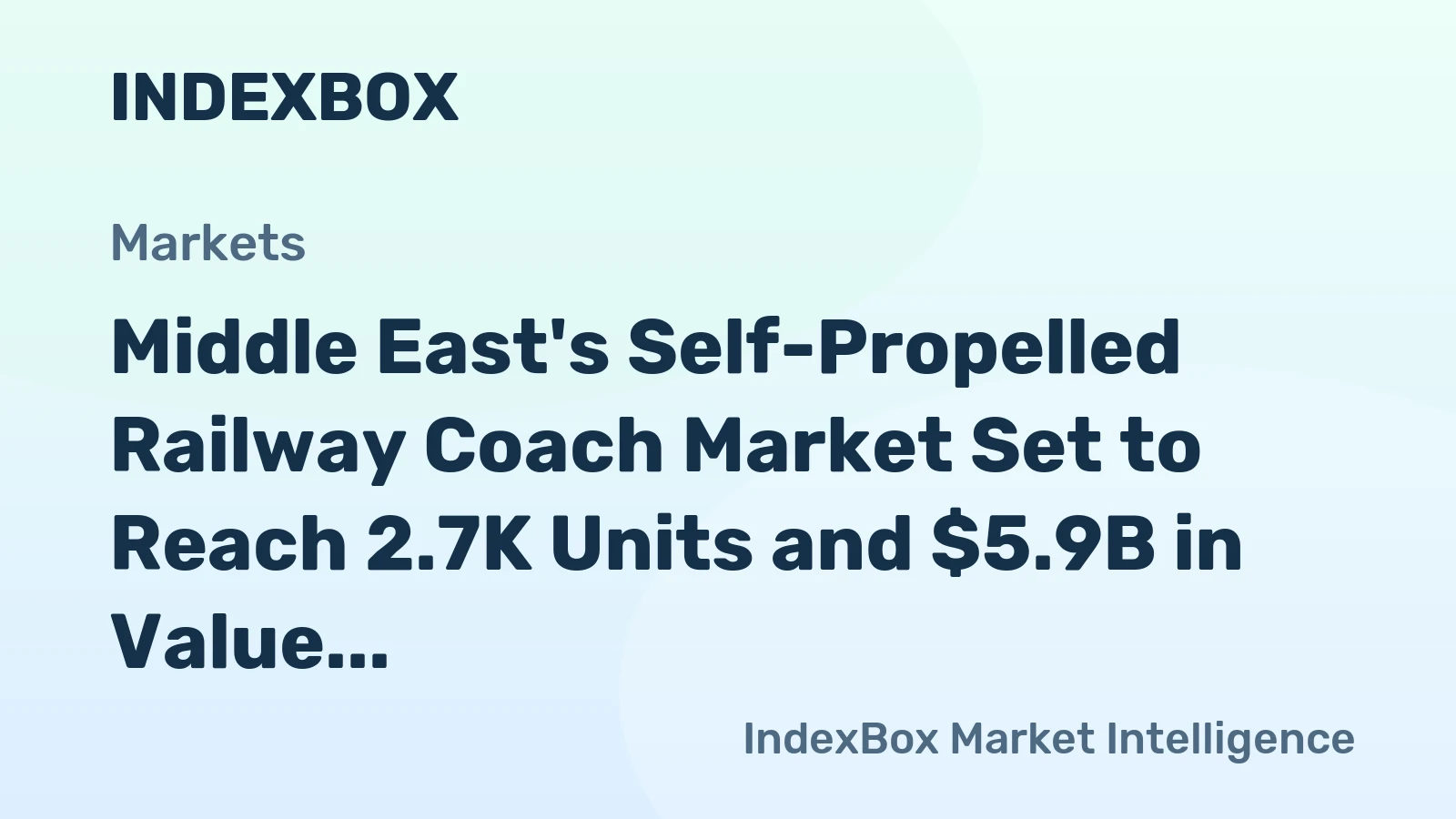 Middle East's Self-Propelled Railway Coach Market Set to Reach 2.7K Units and $5.9B in Value