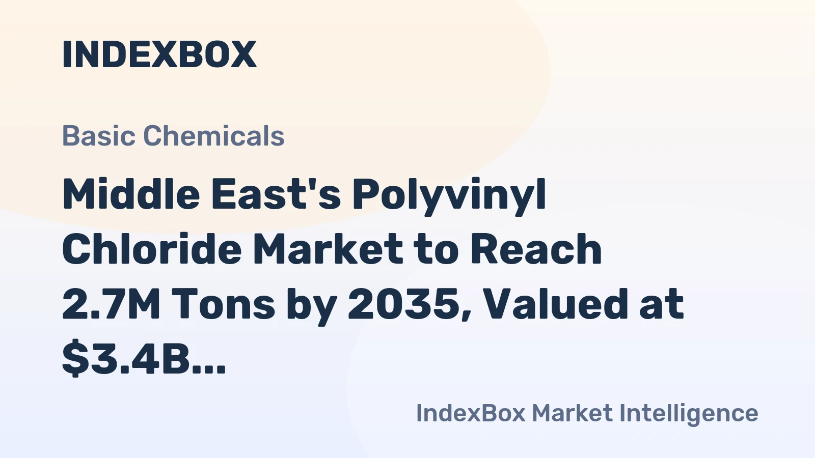 Middle East's Polyvinyl Chloride Market to Reach 2.7M Tons by 2035, Valued at $3.4B