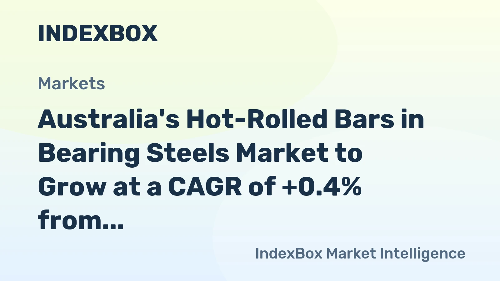 Australia's Hot-Rolled Bars in Bearing Steels Market to Grow at a CAGR of +0.4% from 2024 to 2035