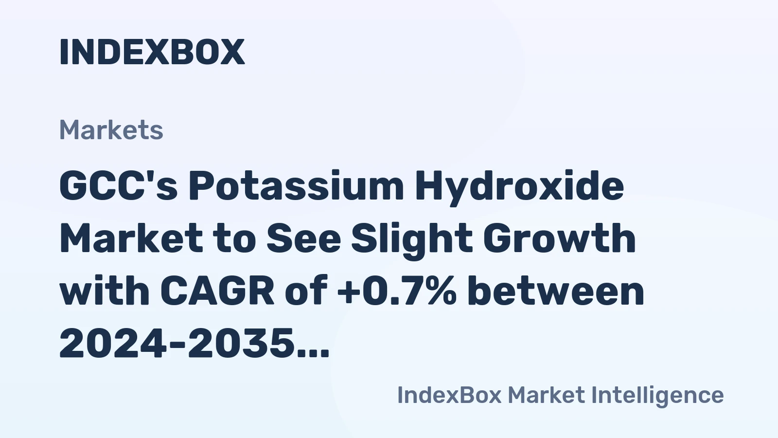 GCC's Potassium Hydroxide Market to See Slight Growth with CAGR of +0.7% between 2024-2035