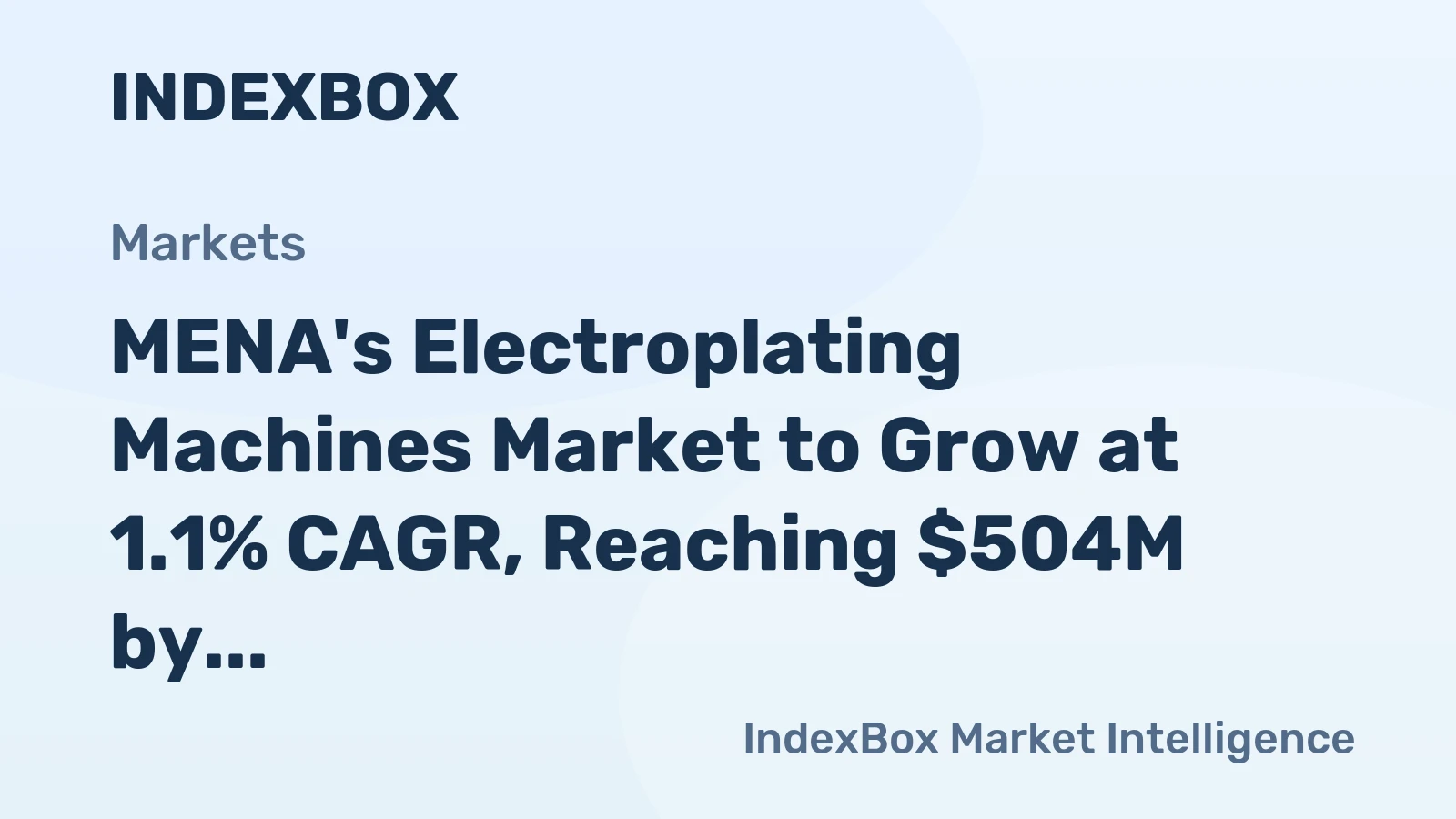 MENA's Electroplating Machines Market to Grow at 1.1% CAGR, Reaching $504M by 2035