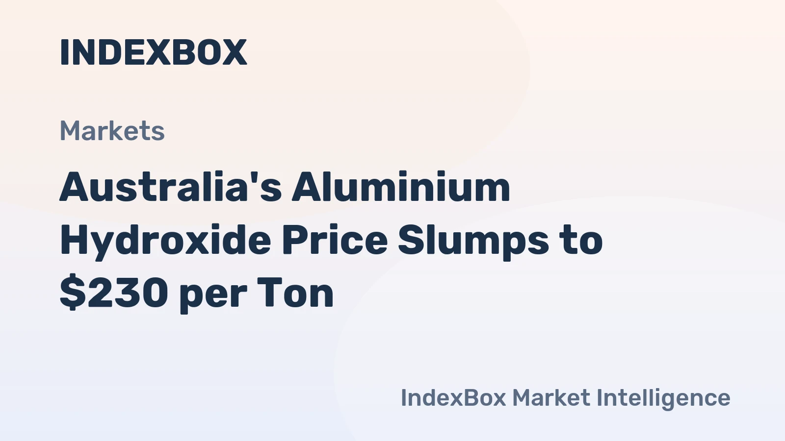 Australia's Aluminium Hydroxide Price Slumps to $230 per Ton