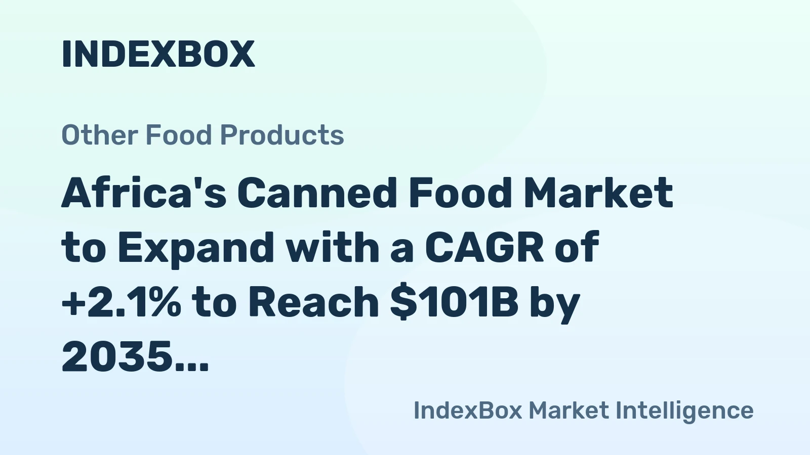 Africa's Canned Food Market to Expand with a CAGR of +2.1% to Reach $101B by 2035