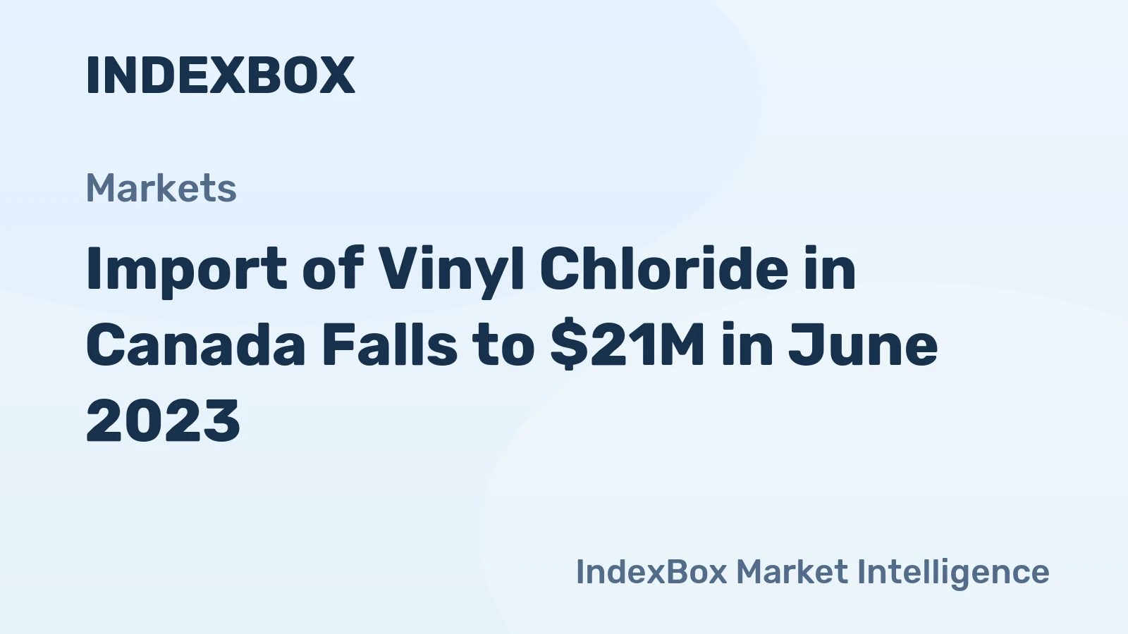 Import of Vinyl Chloride in Canada Falls to $21M in June 2023.