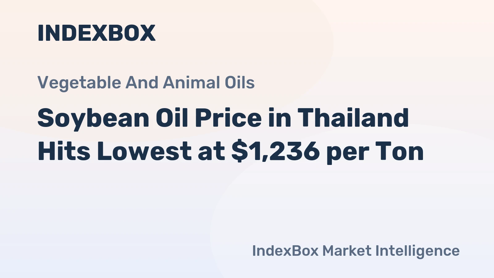 Soybean Oil Price in Thailand Hits Lowest at $1,236 per Ton