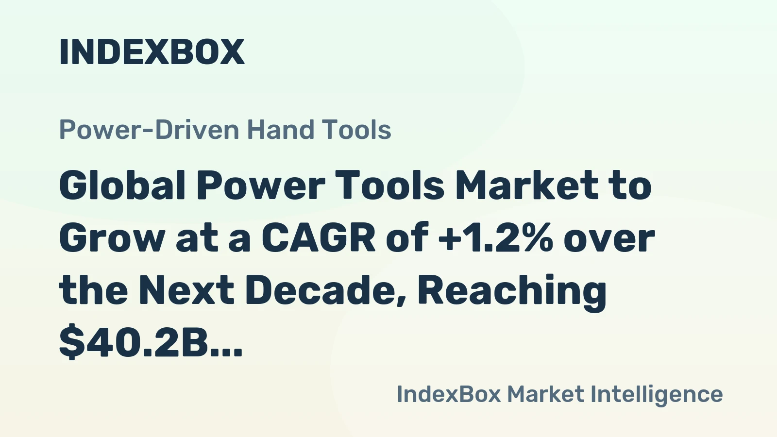 Global Power Tools Market to Grow at a CAGR of +1.2% over the Next Decade, Reaching $40.2B by 2035