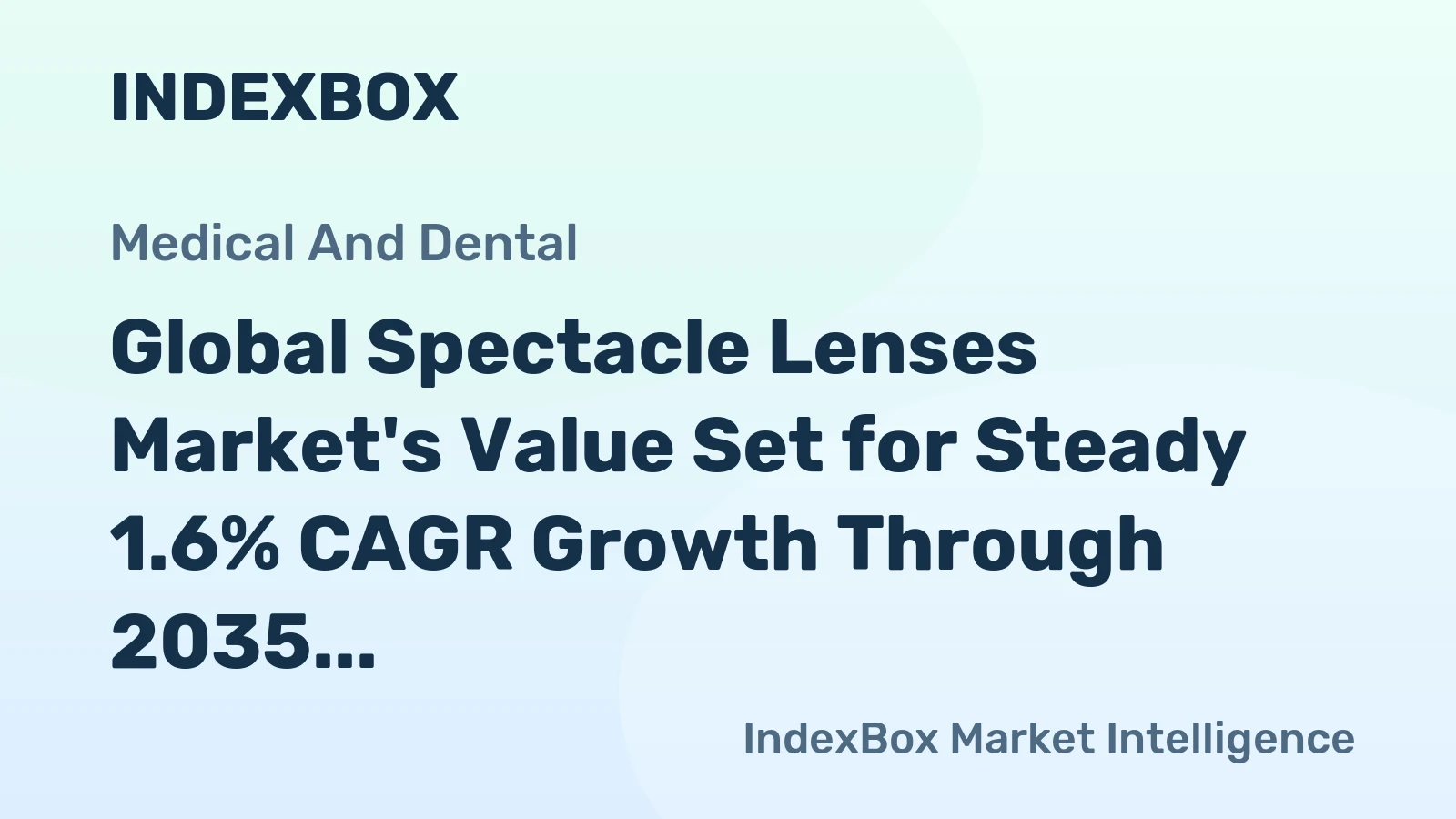 Global Spectacle Lenses Market's Value Set for Steady 1.6% CAGR Growth Through 2035